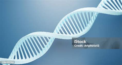 3d 렌더링 일러스트 Dna 복잡한 나선형 구조 생물학 의학 연구 연쇄 분자 유전 개념 파란색 배경에 격리 된 추상 Dna 디자인의 디지털 3d 모델 3차원 형태에 대한