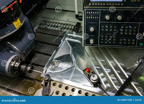 The Touch Probe Attach On The Cnc Milling Machine For Finding The Centre Of Part Royalty Free