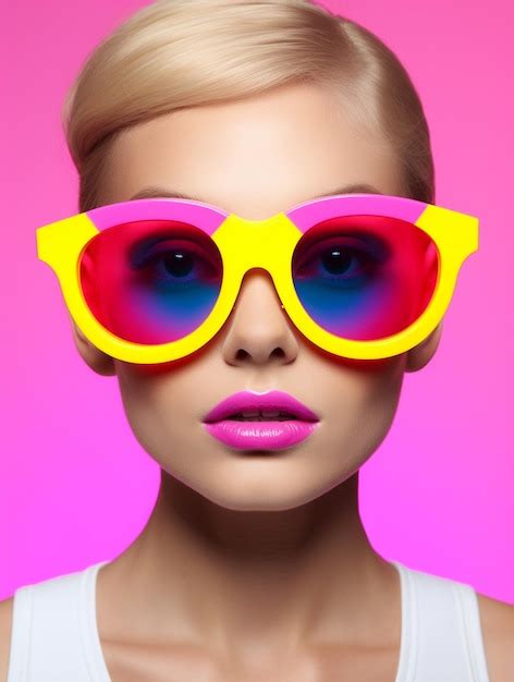 Premium Ai Image Woman Wearing Colorful Glasses Generated By Ai