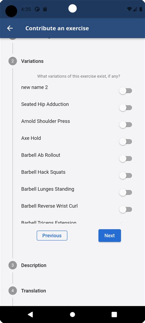 improve variations widget for new exercises · issue 254 · wger project