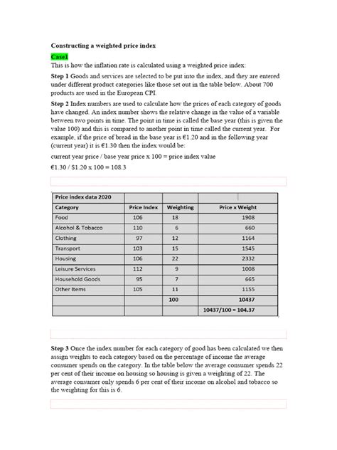 Constructing A Weighted Price Index Two Cases Pdf Index Economics Inflation