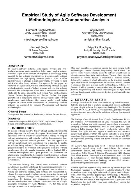 Pdf Empirical Study Of Agile Software Development Methodologies