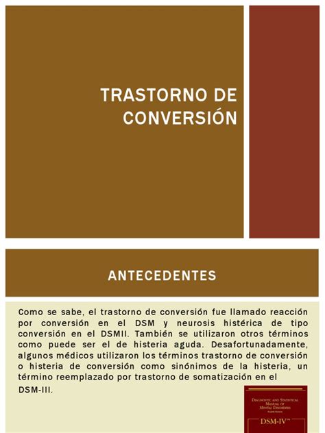 Trastorno De Conversión Pdf Manual Diagnóstico Y Estadístico De Los