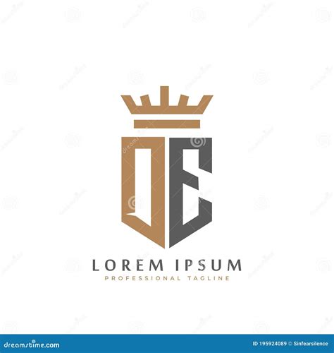 Premium De Monogram Of Two Letters Dande Elegant Gold Shield Initials And Crown Geometric Old