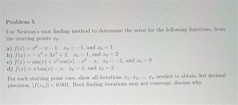 Solved Problem Use Newton S Root Finding Method To Chegg Com