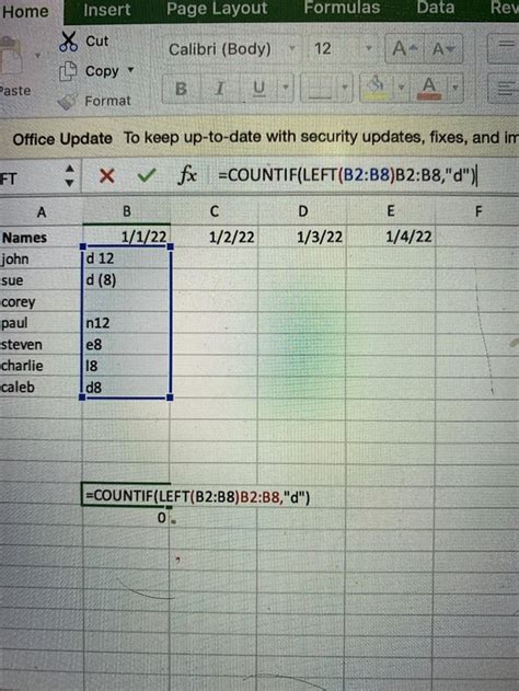 Trying To Use The Sumproduct Formula To Grab The First Letter Of Each Cell And Add Total Them