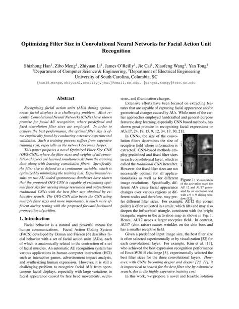 Pdf Optimizing Filter Size In Convolutional Neural Networks For Facial Action Unit Recognition