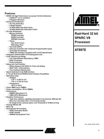 Rad Hard 32 Bit Sparc V8 Processor At697e Dit