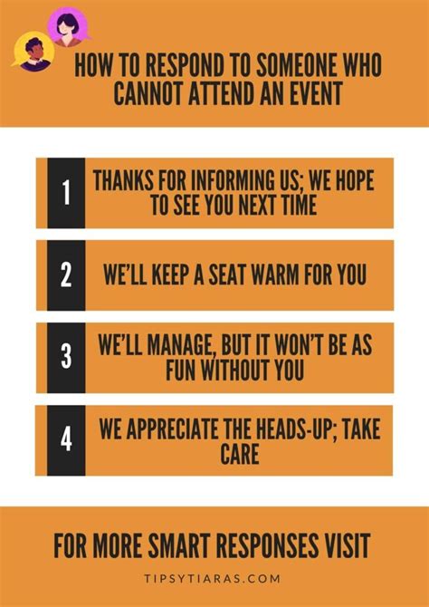 32 Ways To Respond When Someone Cant Attend An Event