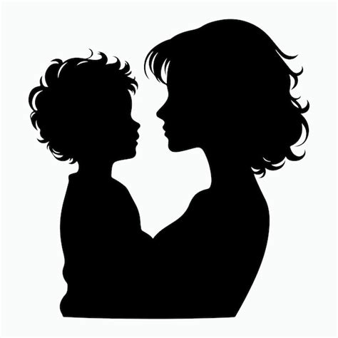 Silhouette Mother And Son Vector Premium Ai Generated Vector