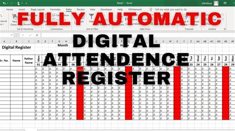 Fully Automatic Attendance Sheet In Excel Digital Register In Excel