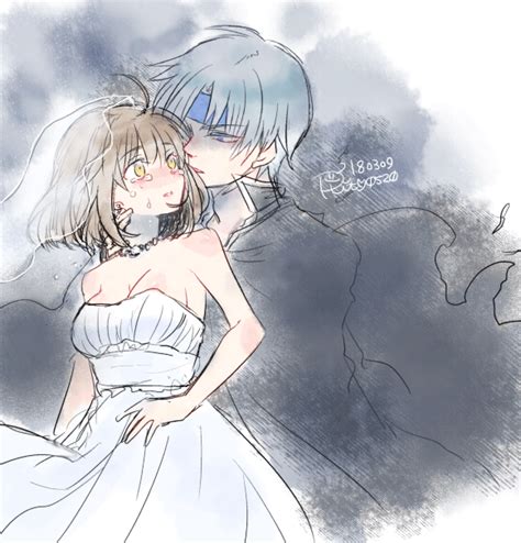 Safebooru 1girl 1other Arle Nadja Blue Eyes Blush Breasts Bridal Veil