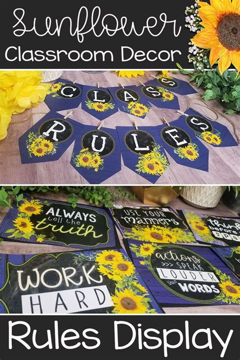 Class Rules Posters Editable Class Rules Sunflower Classroom Decor