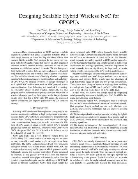 PDF Designing Scalable Hybrid Wireless NoC For GPGPUs