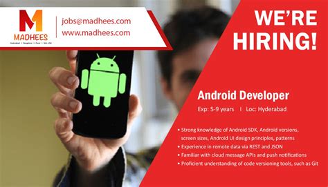 get hired if you are an androiddeveloper with 5 9 yrs experience in