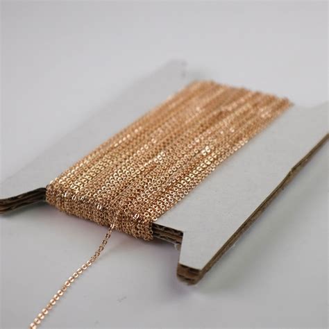 10 Feet Champagne Gold Pinky Gold Plated Micro Flat Chain 15x12mm