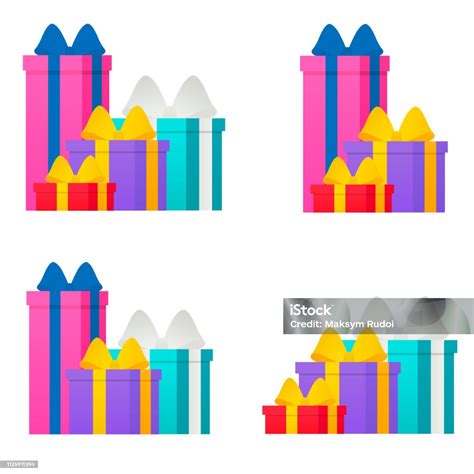 벡터 세트 다른 선물 상자입니다 흰색 바탕에 평면 디자인 개체 그룹에 대한 스톡 벡터 아트 및 기타 이미지 개체 그룹 공휴일 기념일 Istock