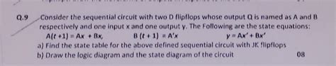 solved consider the sequential circuit with two d flipflops