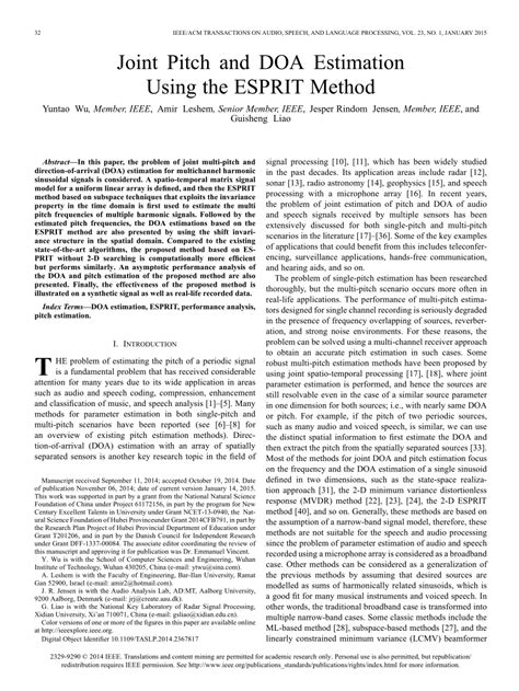 PDF Joint Pitch And DOA Estimation Using The ESPRIT Method