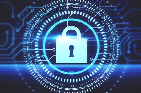 Premium Photo Abstract Glowing Padlock Interface On Blue Background