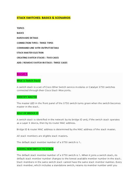 Switch Stacking Pdf Network Switch Computer Science