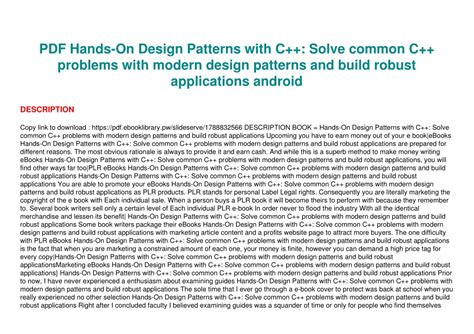 PPT PDF Hands On Design Patterns With C Solve Common C Problems With Modern Des PowerPoint