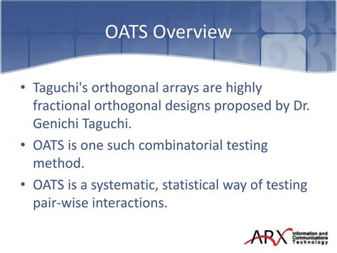 Ppt Orthogonal Arrays Testing Strategy Oats Powerpoint Presentation
