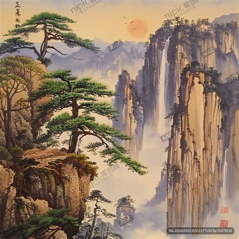 Ai创作图迎客松风景画 迎客松壁画挂画壁纸 手绘工笔画迎客松 迎客松酒店装饰画 竖幅迎客松 工笔迎客松 迎客松挂图 迎客松挂画壁画墙纸 迎客松