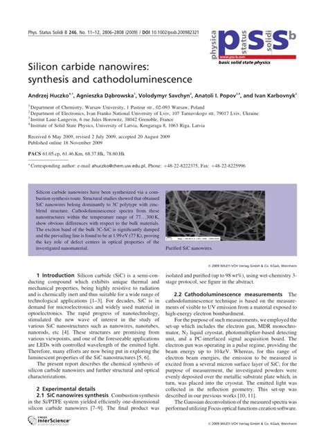 Pdf Silicon Carbide Nanowires Synthesis And Cathodoluminescence