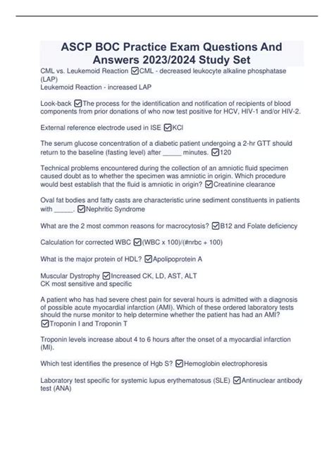 Ascp Boc Practice Exam Questions And Answers 20232024 Study Set Ascp