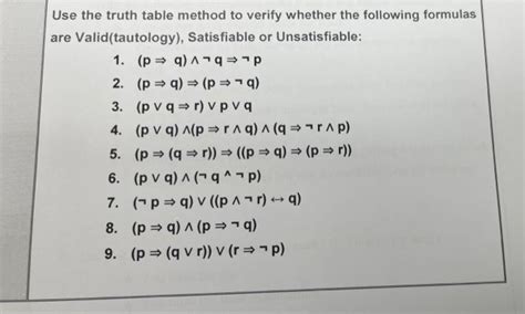 Solved Use The Truth Table Method To Verify Whether The Chegg Com