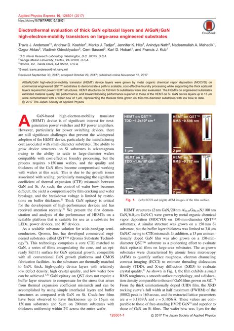 Electrothermal Evaluation Of Thick Gan Epitaxial Layers And Algan Gan High Electron Mobility