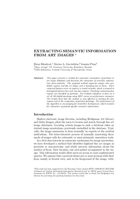 Pdf Extracting Semantic Information From Art Images