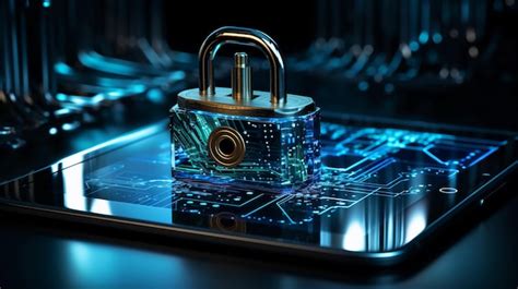 Premium AI Image Securing Data With A Digital Key Or Lock