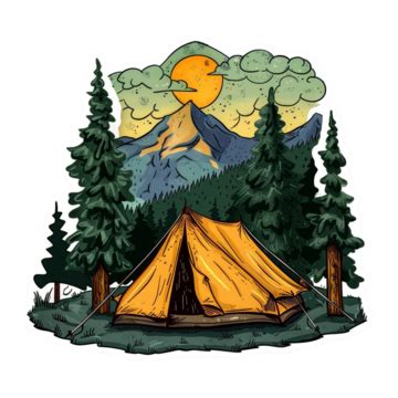 白色背景上的冒險和露營插圖 舒適的睡袋 火邊一杯熱可可 野營帳篷PNG去背圖片素材免費下載免摳圖設計圖案下載 Pngtree