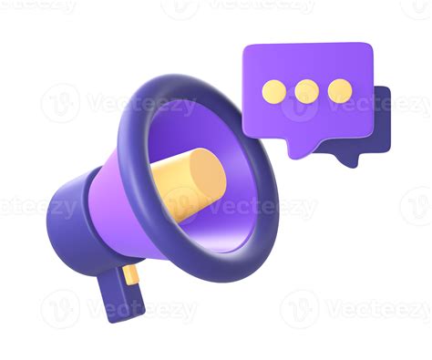 3d Purple Loudspeaker With Chat Bubble And Star Icon For Ui Ux 28754734 Png
