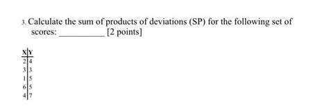 Solved Calculate The Sum Of Products Of Deviations SP Chegg Com