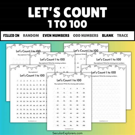 Lets Count 1 To 100 Number Chart Fill In The Blank Trace Numbers