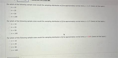 [answered] For Which Of The Following Sample Sizes Would The Sampling Kunduz
