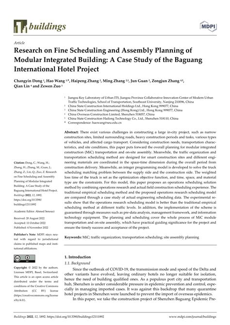 Pdf Research On Fine Scheduling And Assembly Planning Of Modular