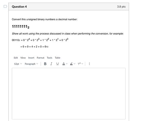 Solved Question 3 38 Pts Convert This Unsigned Binary