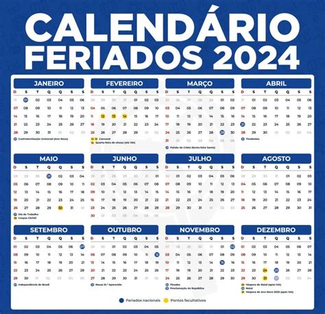Calendário 2024 De Feriados E Para Imprimir Alta Qualidade Portal Power