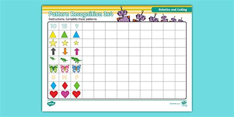 Robotics And Coding Patterns Complete The Patterns 3x4
