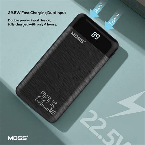 Moss Super Series 225w Pd Fast Charge Dual Input Tri Output 10000 Mah Power Bank With Led