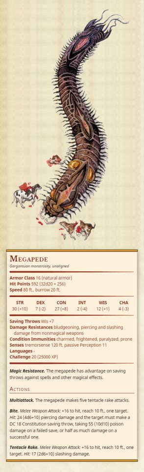 Megapede Gargantuan Monstrosity Unaligned Armor Class 16 Natural