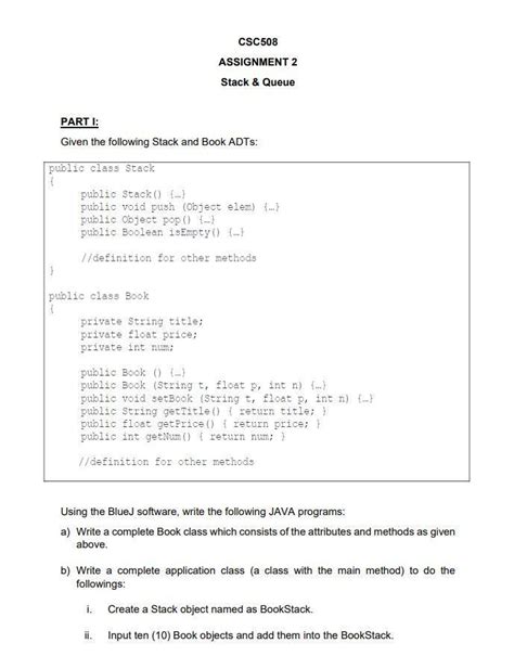 Solved Csc508 Assignment 2 Stack And Queue Parti Given The