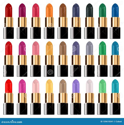 Collection Of Lipsticks Of Different Colors And Shades Isolated From The Background Stock Image