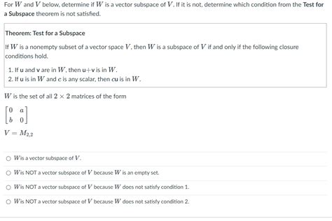 Solved For W And V Below Determine If W Is A Vector Chegg