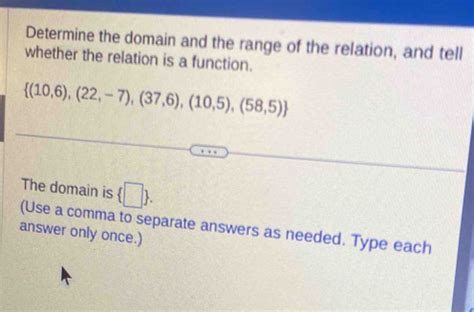 Solved Determine The Domain And The Range Of The Relation And Tell