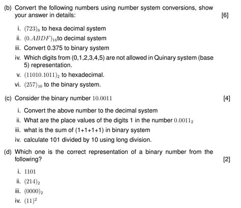 solved b convert the following numbers using number system